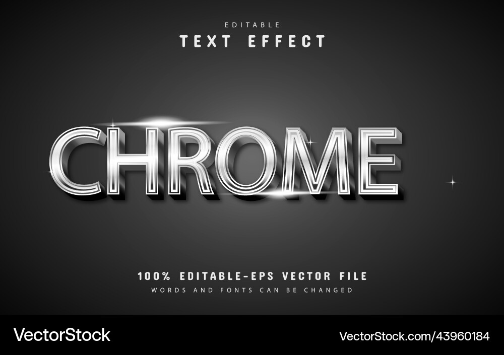 Editable chrome text effects Royalty Free Vector Image