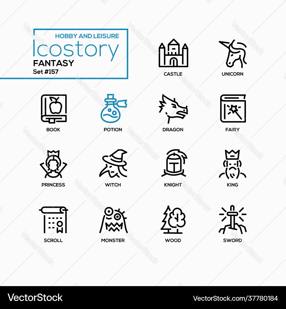Fantasy concept - line design style icons set Vector Image