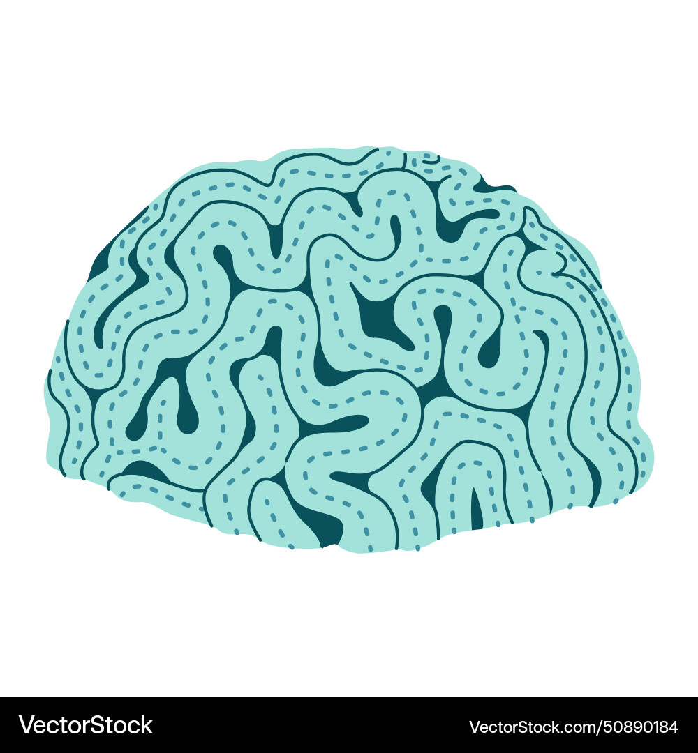Hard brain coral polyps hand drawn exotic coral Vector Image