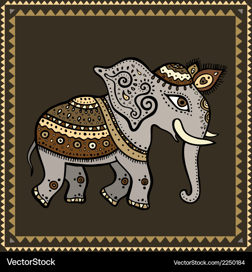 Indian Elephant Motif Royalty Free Vector Image