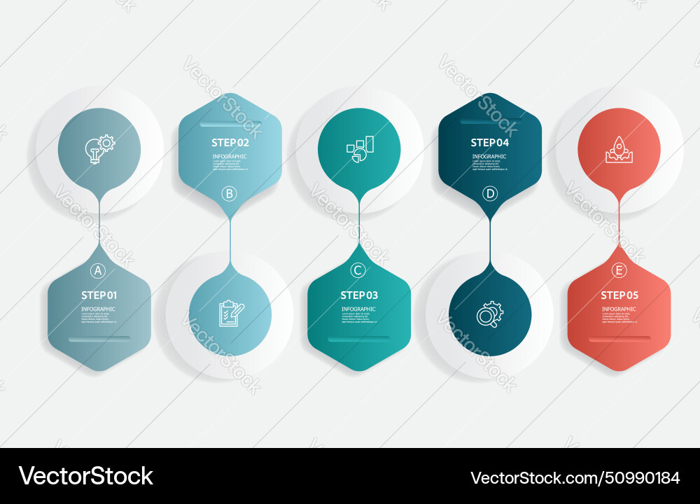 Infographics circle and hexagon balloon timeline Vector Image