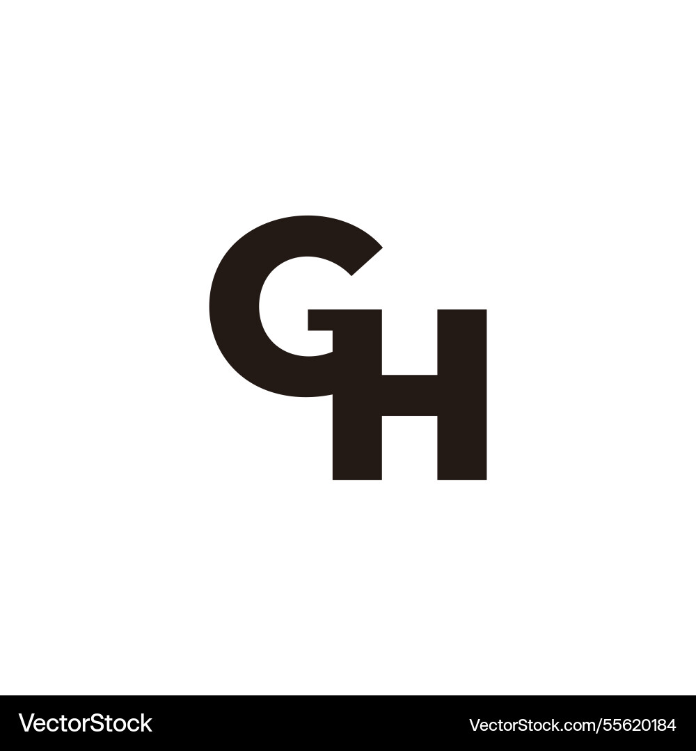 Letter gh simple black geometric font logo Vector Image