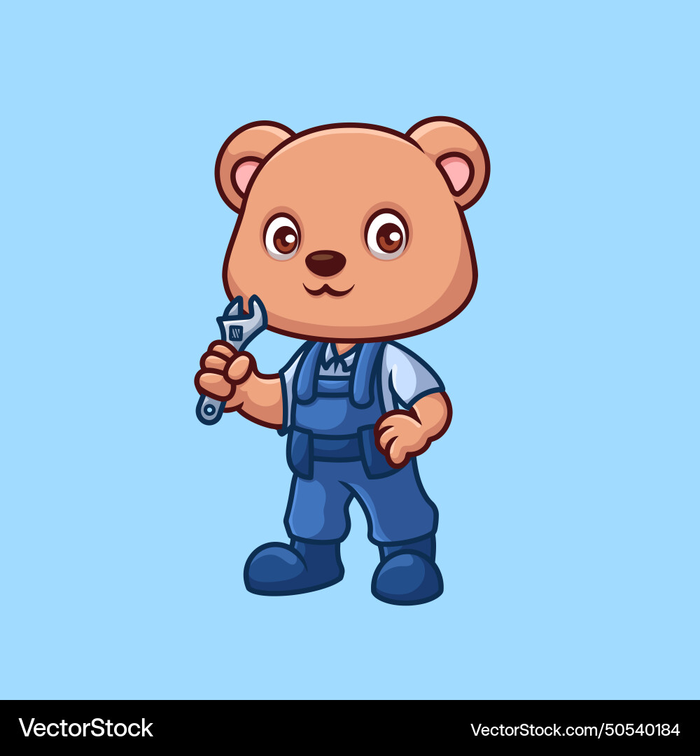 Mechanic bear cute cartoon character Royalty Free Vector