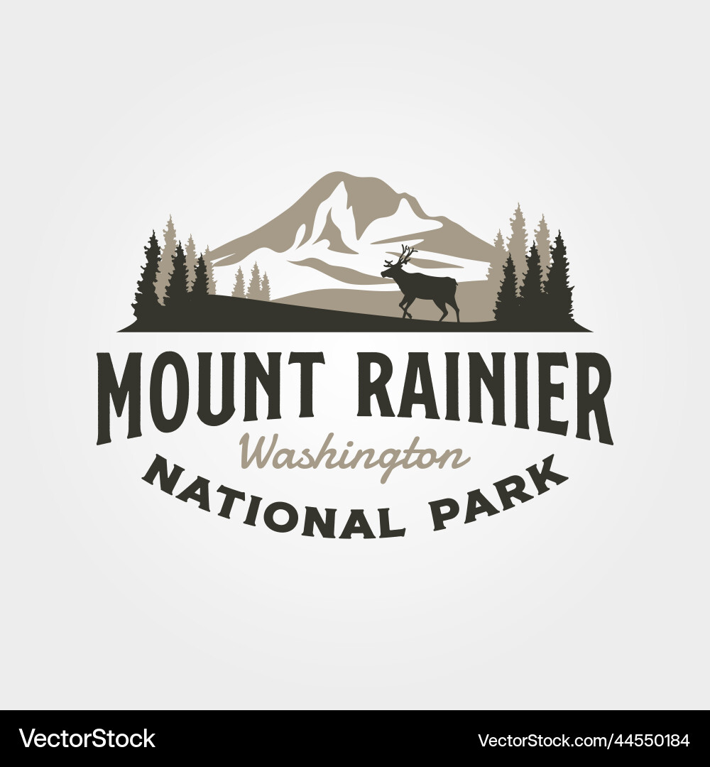 Mount Rainier Vintage Logo Royalty Free Vector Image