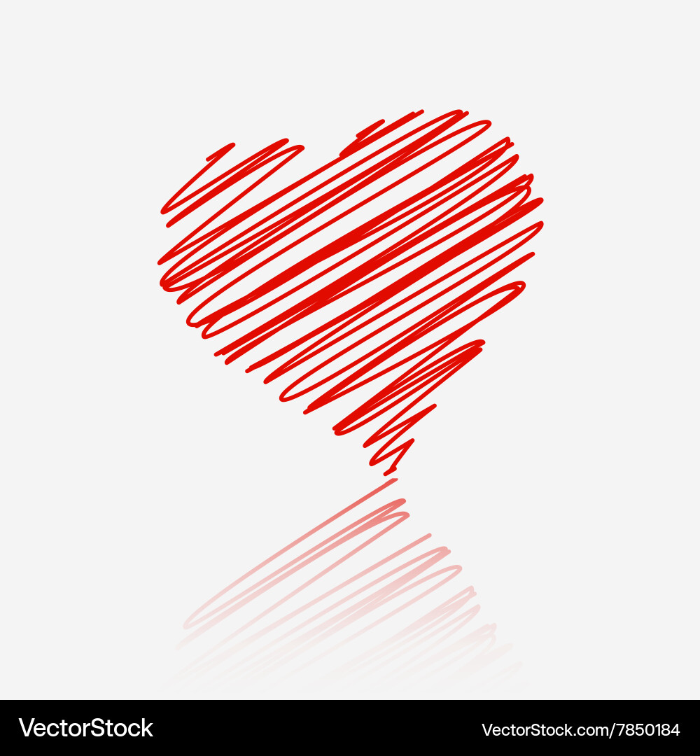 Red heart with reflection Royalty Free Vector Image