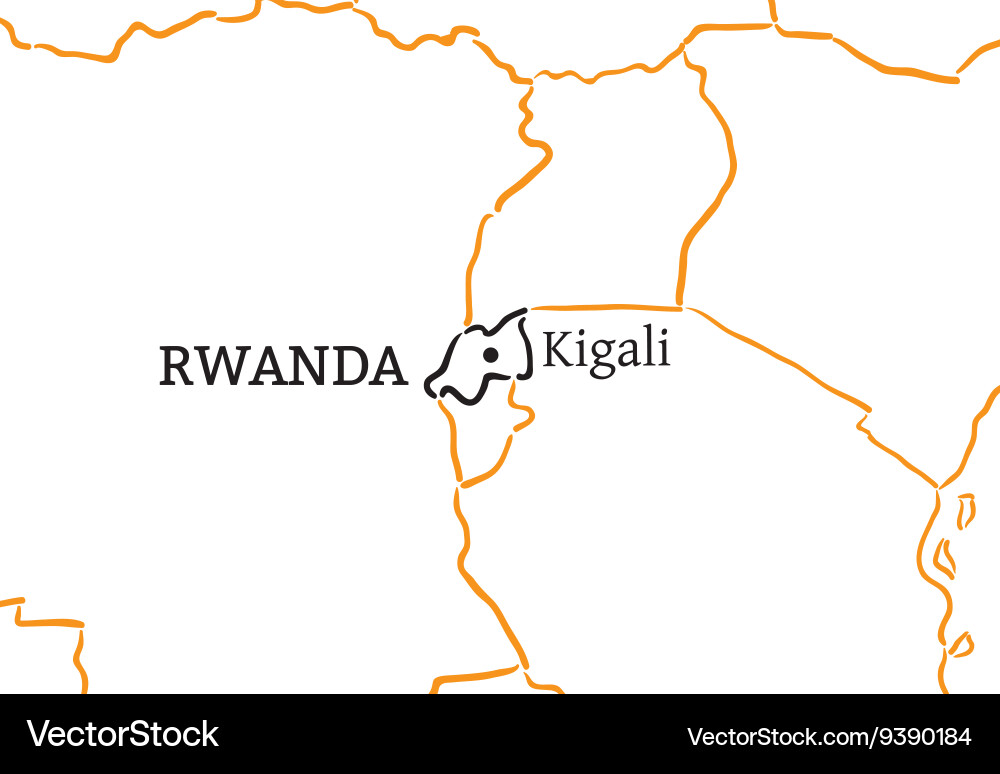 Rwanda hand-drawn sketch map Royalty Free Vector Image