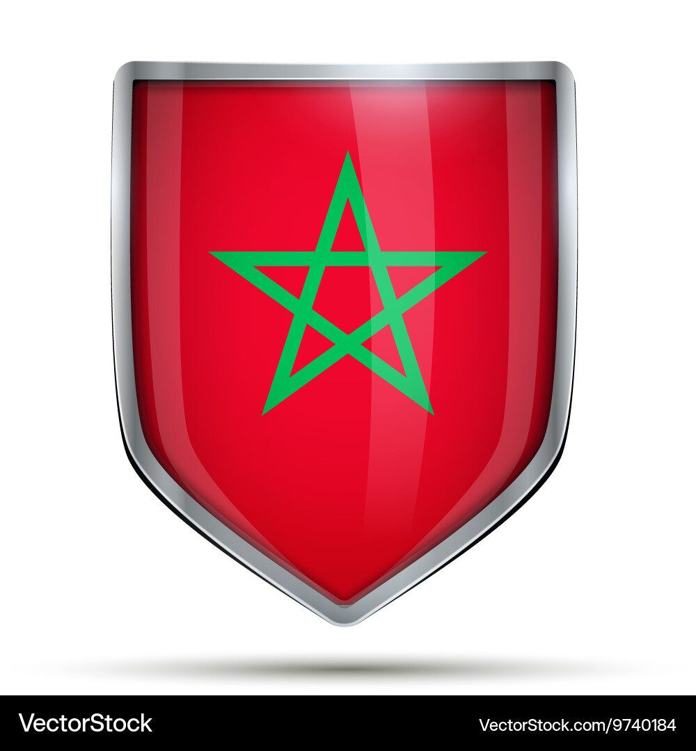 Shield with flag morocco Royalty Free Vector Image