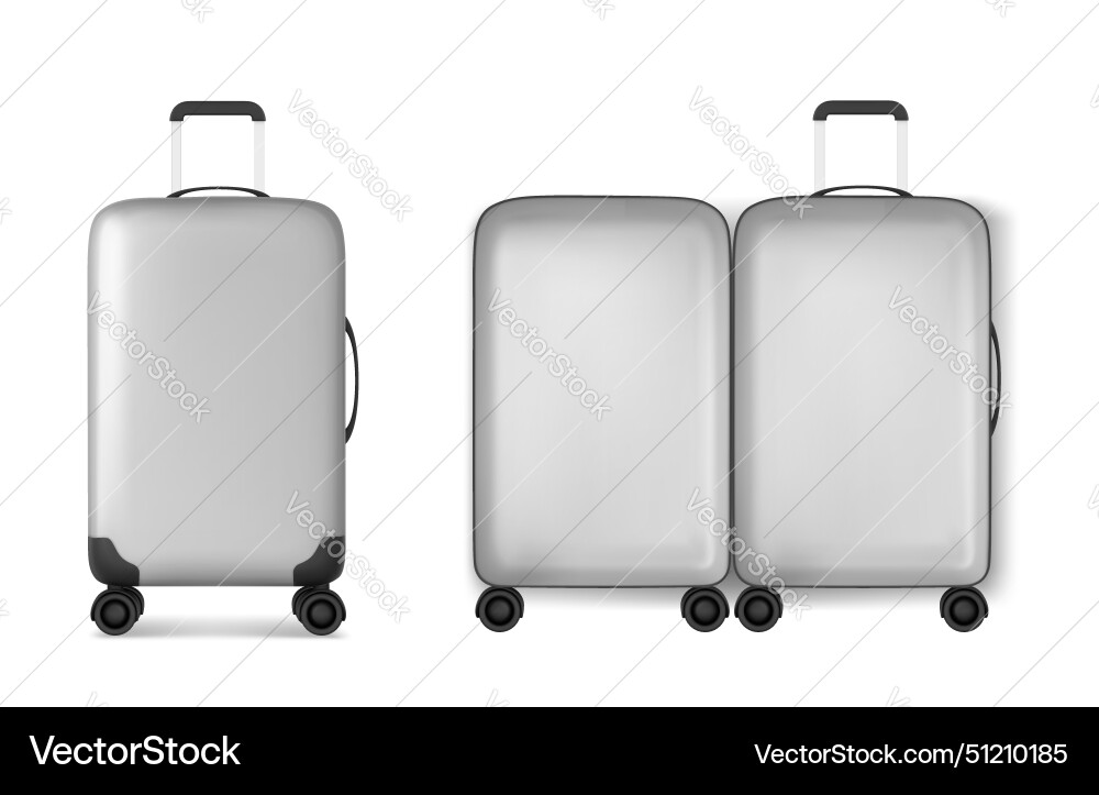 3d travel suitcase realistic silver luggage bag Vector Image