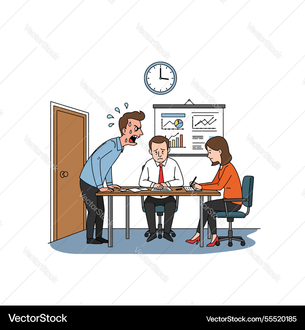 Angry boss yelling at employee during office Vector Image