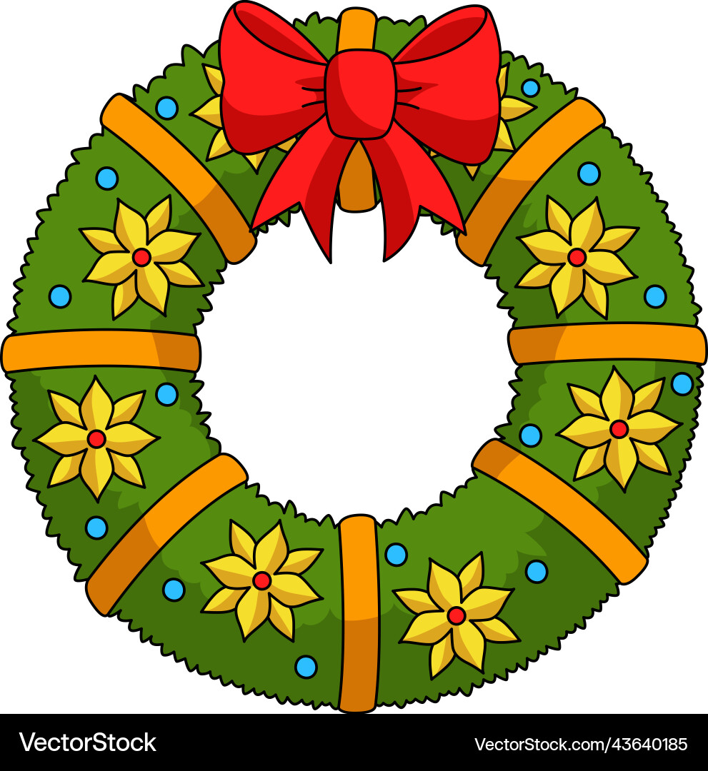 Christmas wreath cartoon colored clipart Vector Image