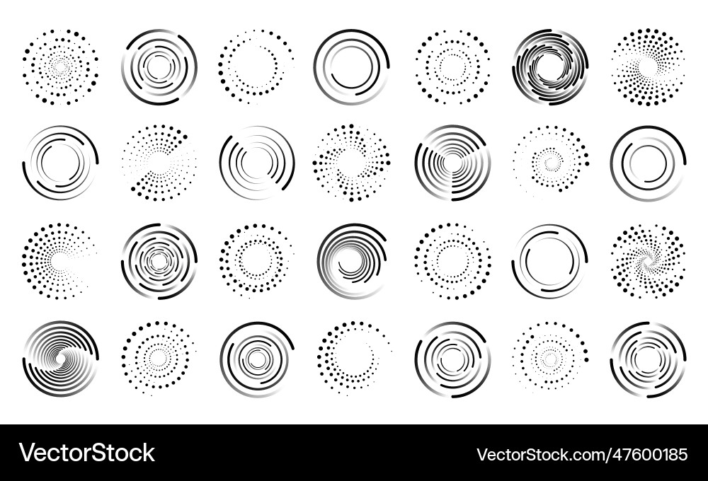Circle halftone set dot pattern half tone round Vector Image