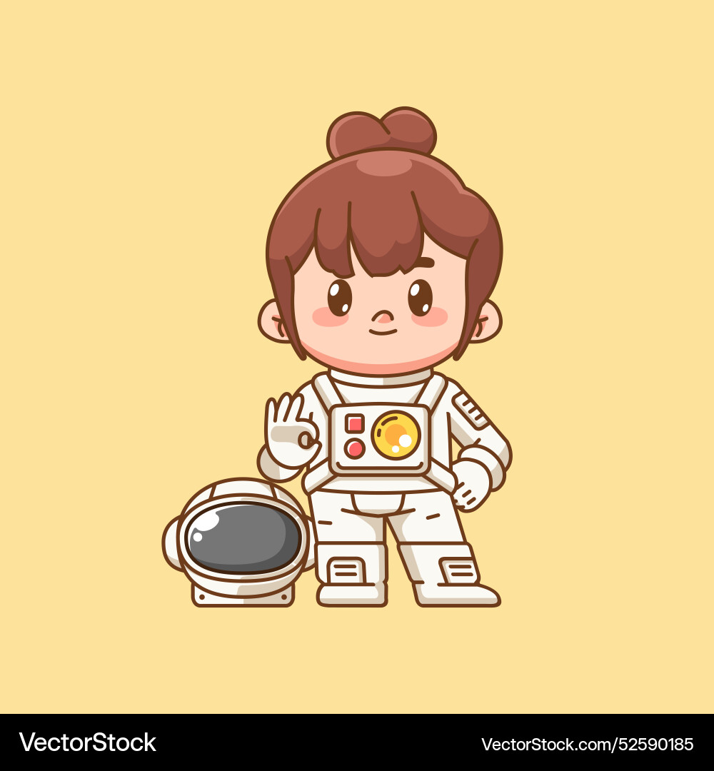 Cute girl astronaut ok gesture kawaii chibi Vector Image
