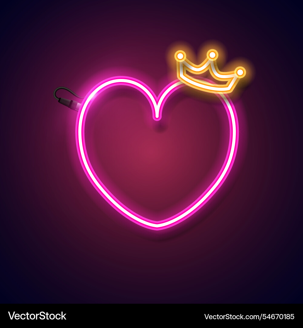 Pink neon heart with dark background Royalty Free Vector