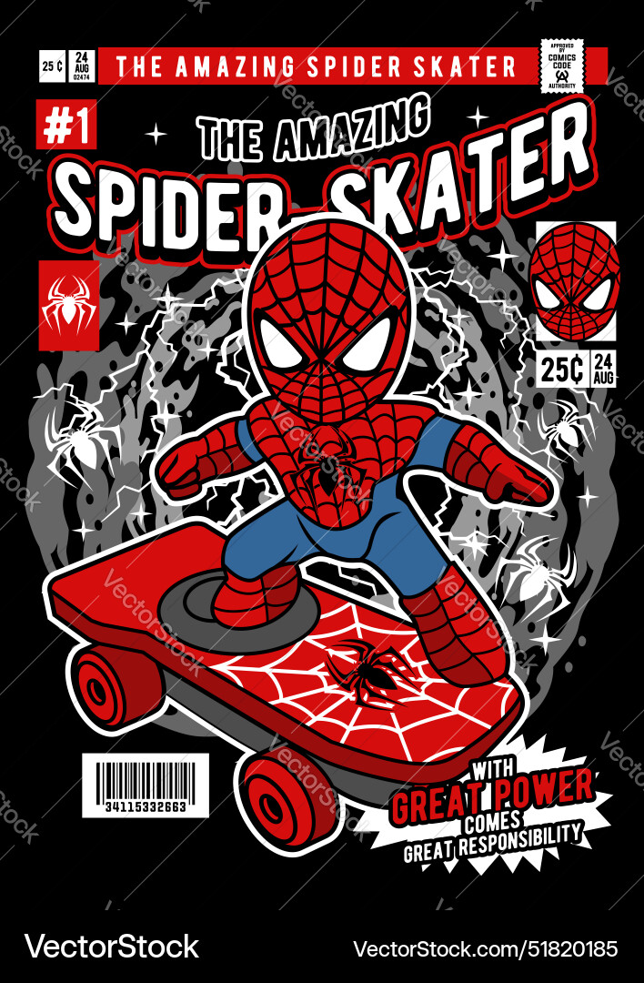 Pop Art Spider-Man Skateboard Royalty Free Vector Image