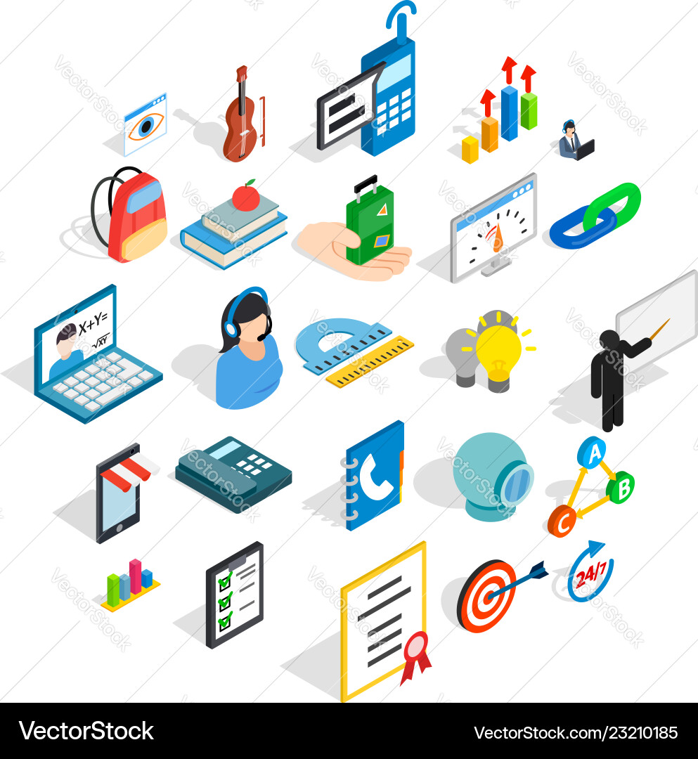 Training Courses Isometric Icons Royalty Free Vector Image