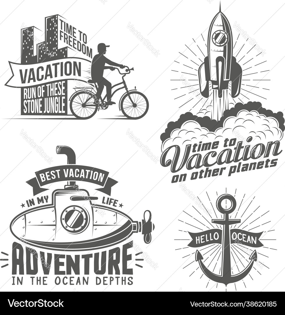 Vacation logo with cyclist Royalty Free Vector Image