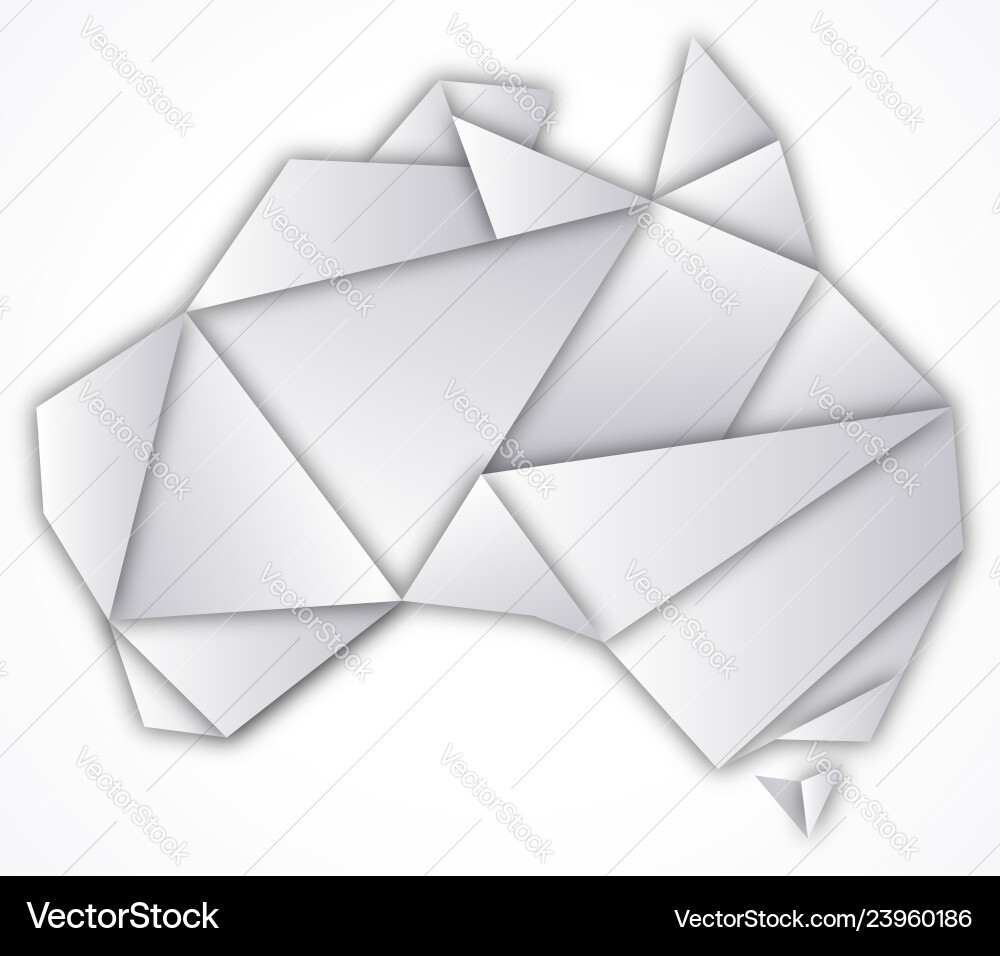 Australia map folded paper origami Royalty Free Vector Image