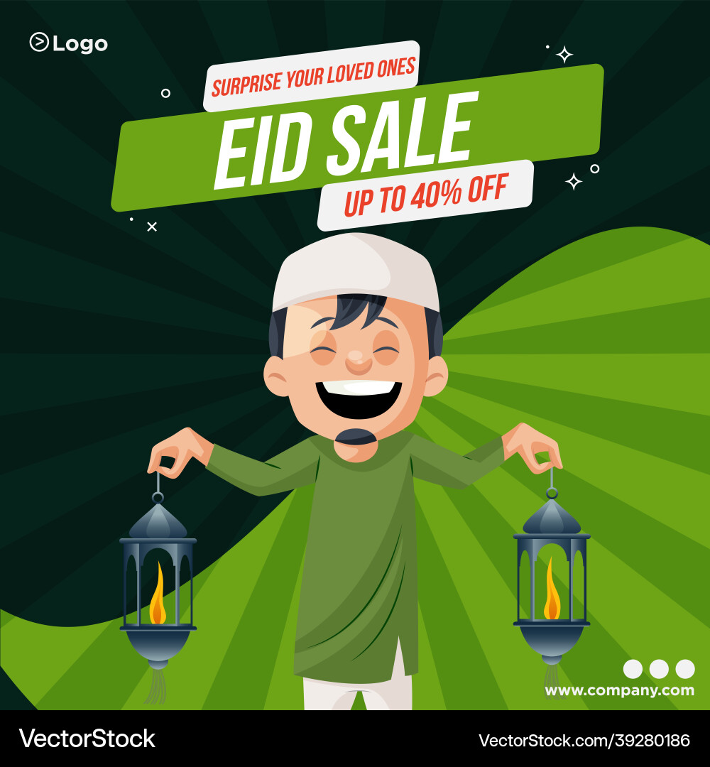 Banner design of eid sale Royalty Free Vector Image