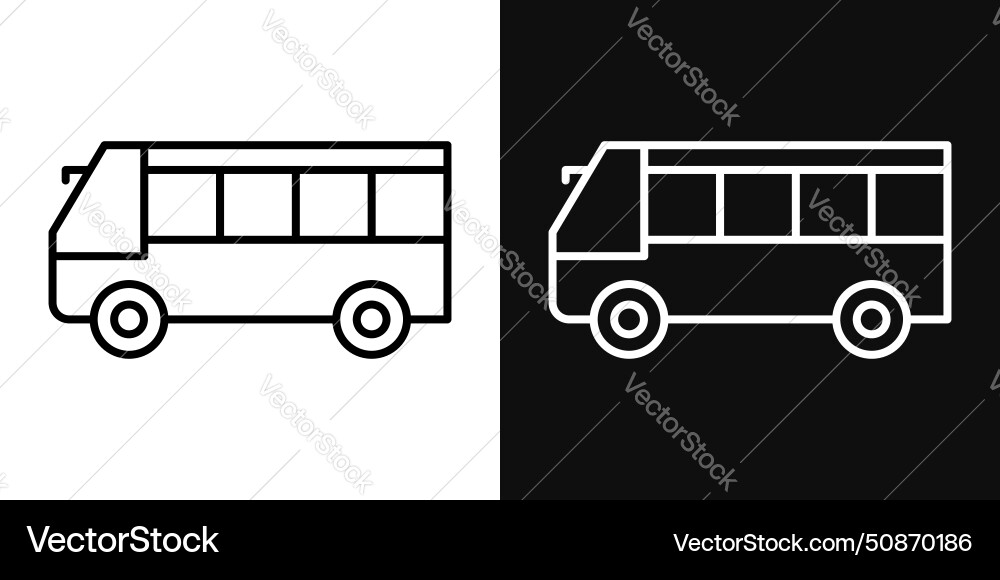 Bus coach icon set shuttle side symbol Royalty Free Vector