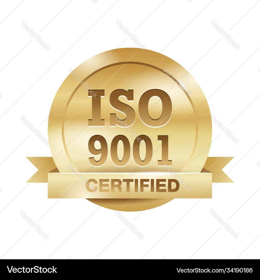 Iso 9001 gold emblem - and conformity to standards