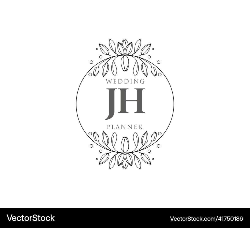 Jh initials letter wedding monogram logos Vector Image