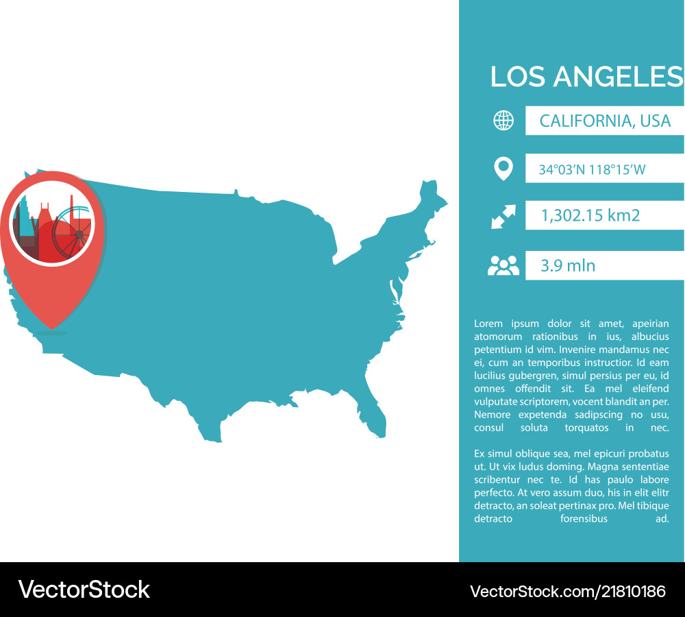 Los angeles map infographic Royalty Free Vector Image