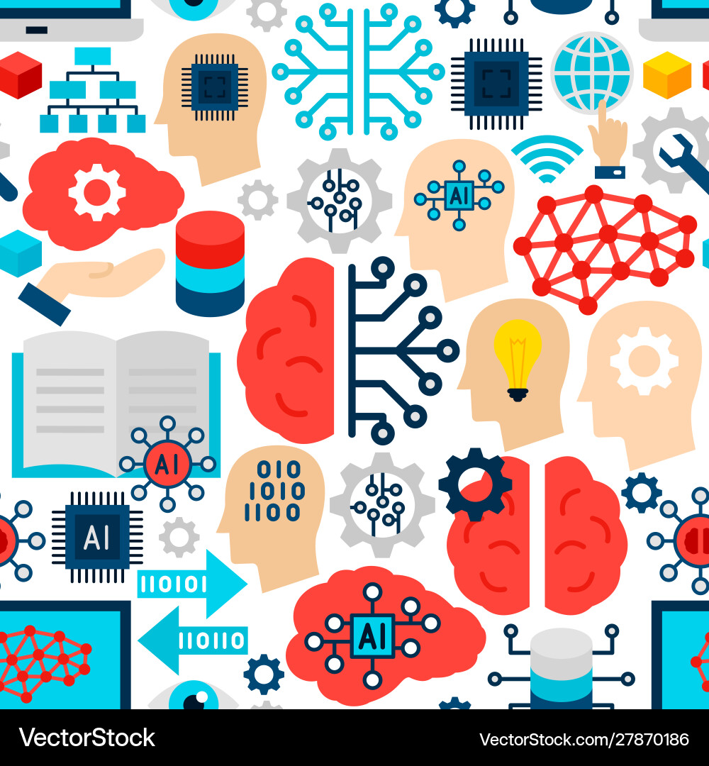 Machine learning seamless pattern Royalty Free Vector Image