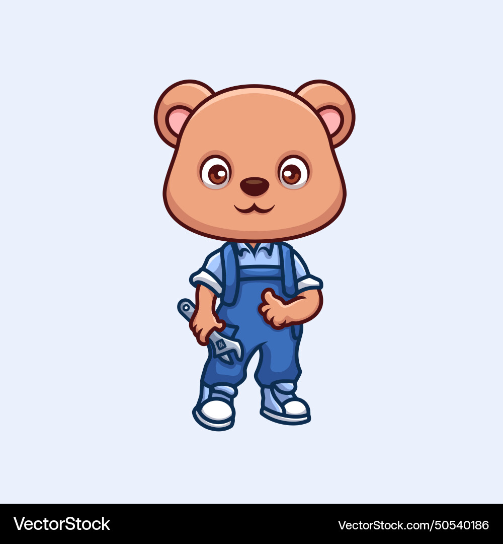 Mechanic bear cute cartoon character Royalty Free Vector