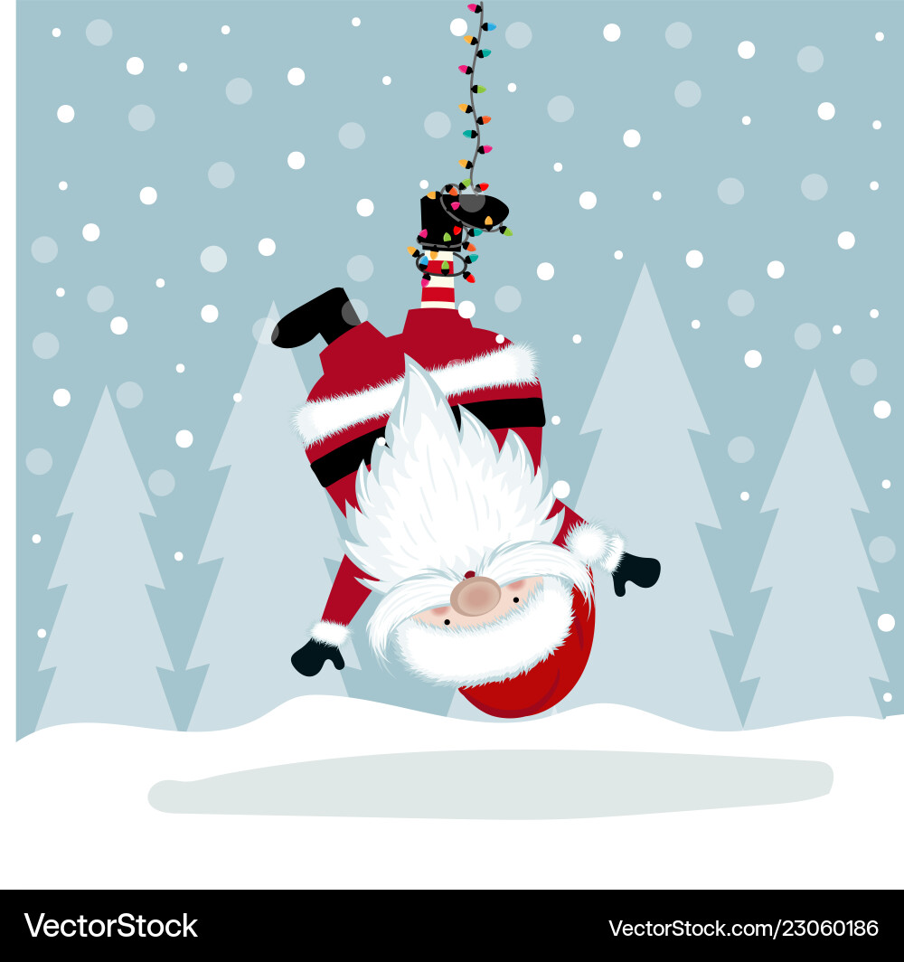 Merry Christmas Hanging Santa – Royalty-Free Vector | VectorStock