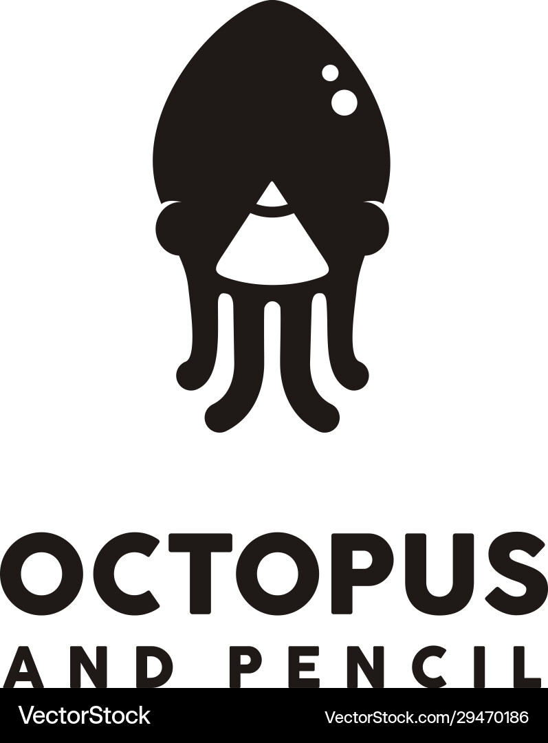 Octopus squid cuttlefish jellyfish pen pencil logo