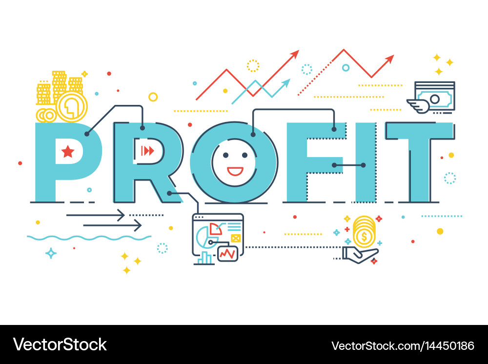 Profit word lettering Royalty Free Vector Image
