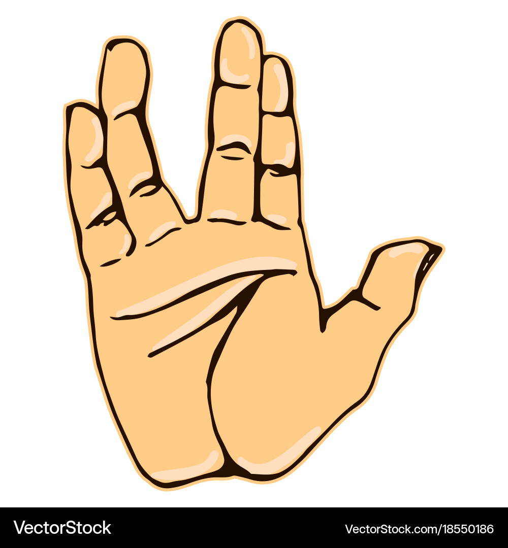 Realistic salute vulcan hand gesture icon graphic Vector Image