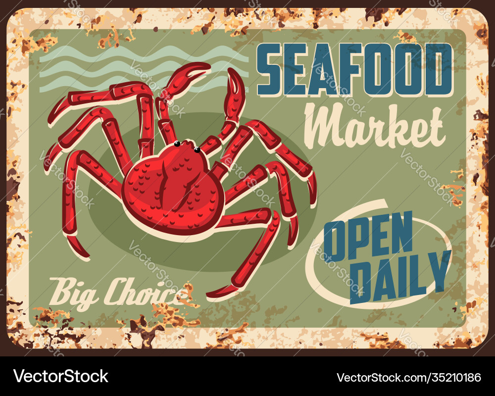 Rusty Seafood Crab Sign Royalty Free Vector Image
