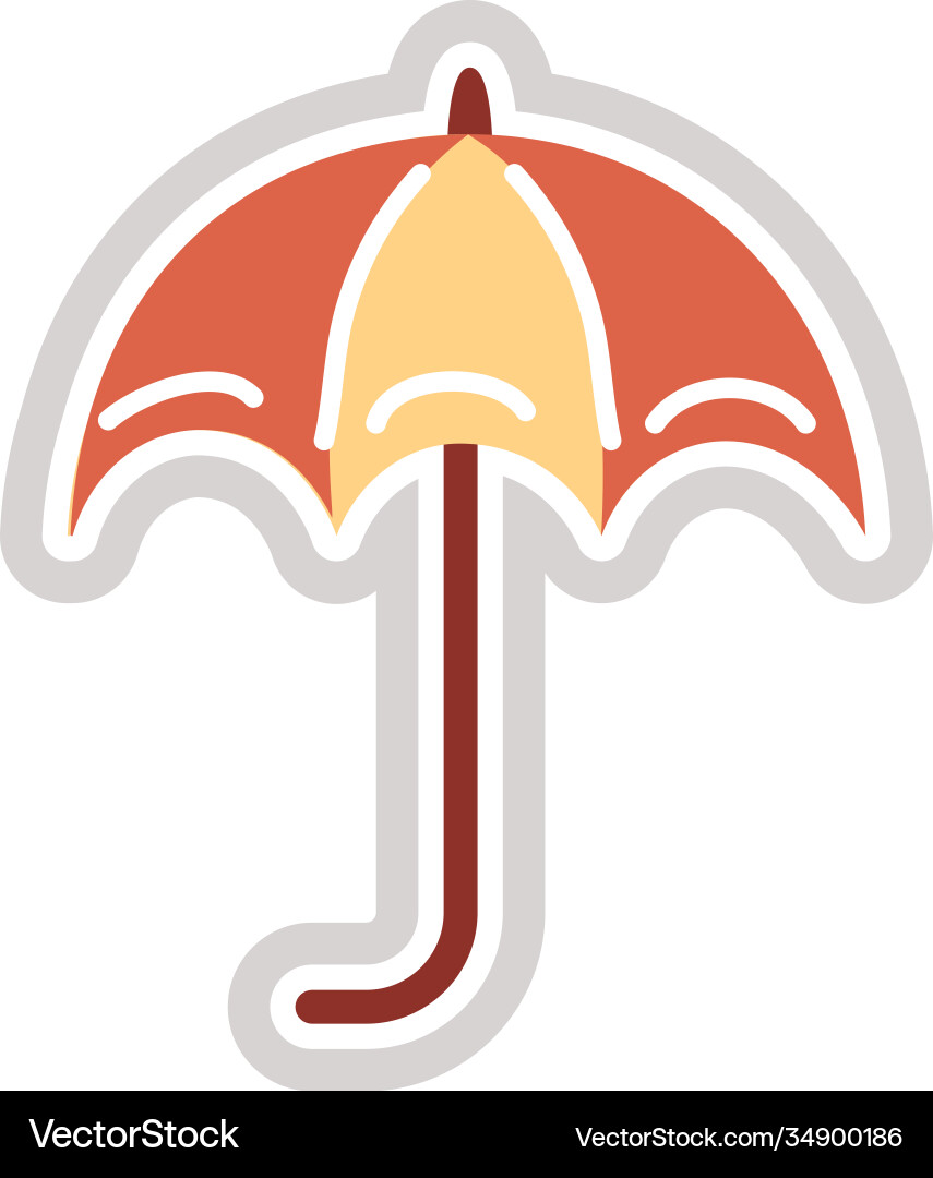 Umbrella sticker flat style icon Royalty Free Vector Image
