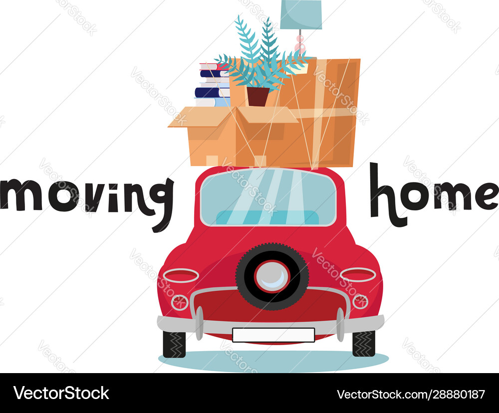 Car back view with stack baggage boxes Royalty Free Vector