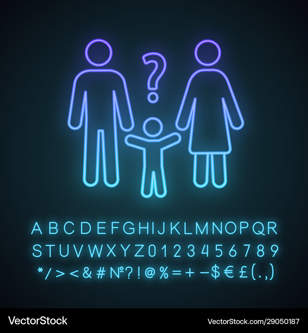 Child custody evaluation neon light icon Vector Image