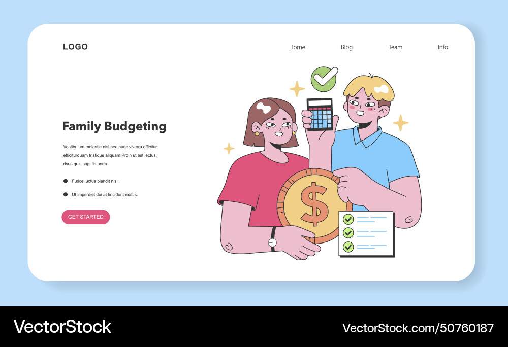 Family budgeting concept flat Royalty Free Vector Image