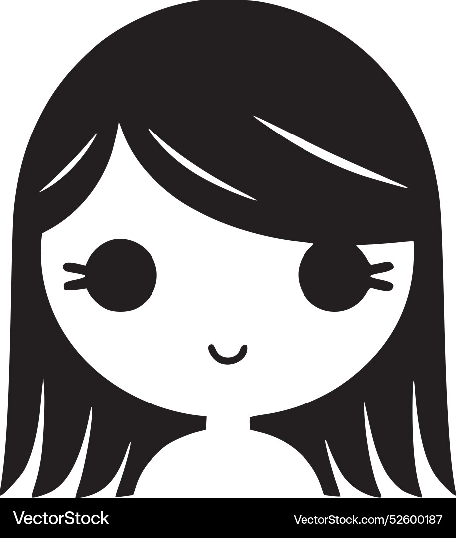 Girl - black and white isolated icon Royalty Free Vector