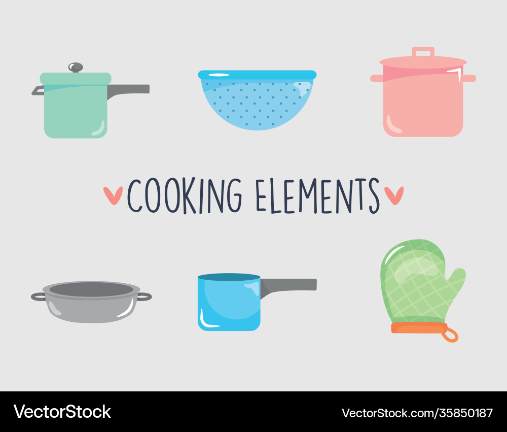 Icon set cooking elements colorful design Vector Image
