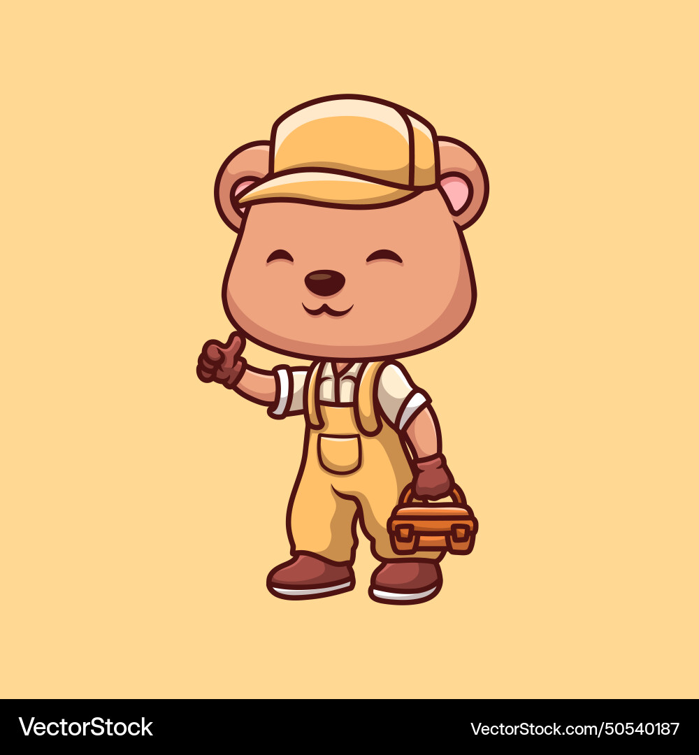 Mechanic bear cute cartoon character Royalty Free Vector