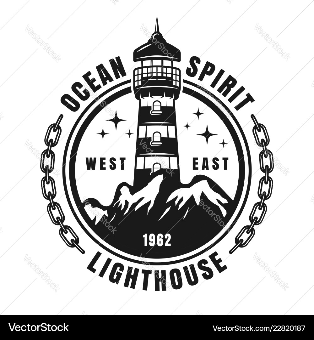 Nautical Lighthouse Badge Royalty Free Vector Image