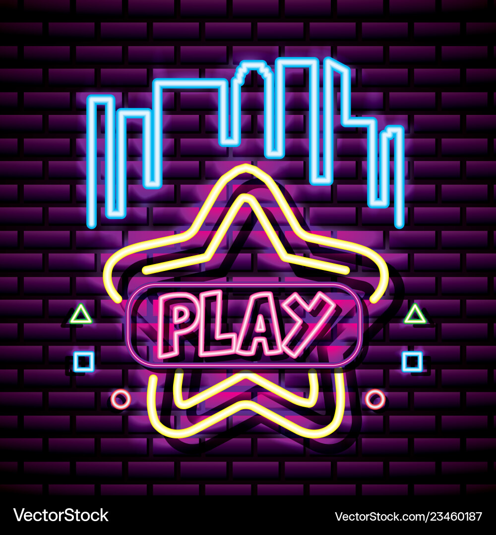 Neon video games Royalty Free Vector Image - VectorStock