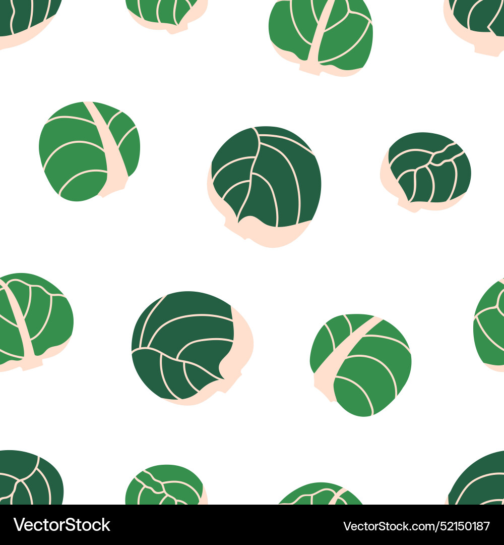 Seamless cabbage pattern green vegetable endless Vector Image