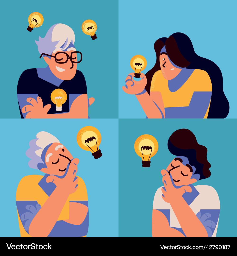 Set people creativity Royalty Free Vector Image