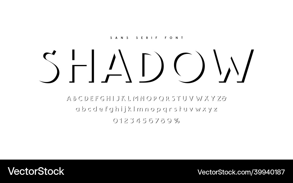 Shadowed Sans Serif Font Royalty Free Vector Image