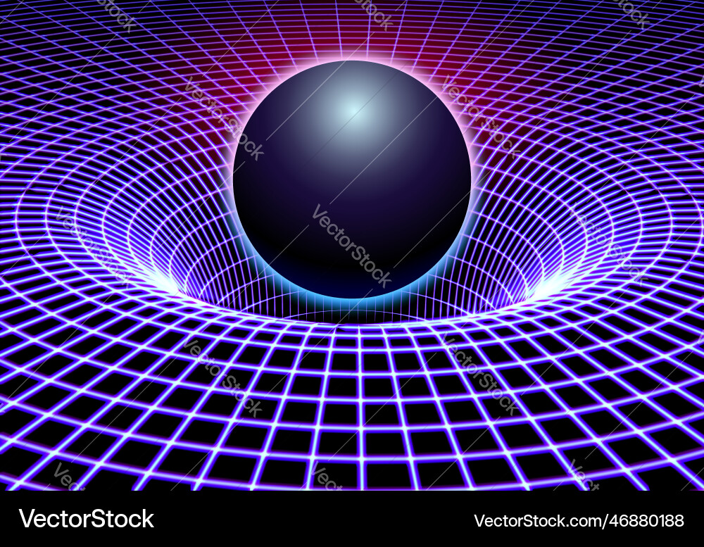 Black hole or gravity grid with glowing ball Vector Image