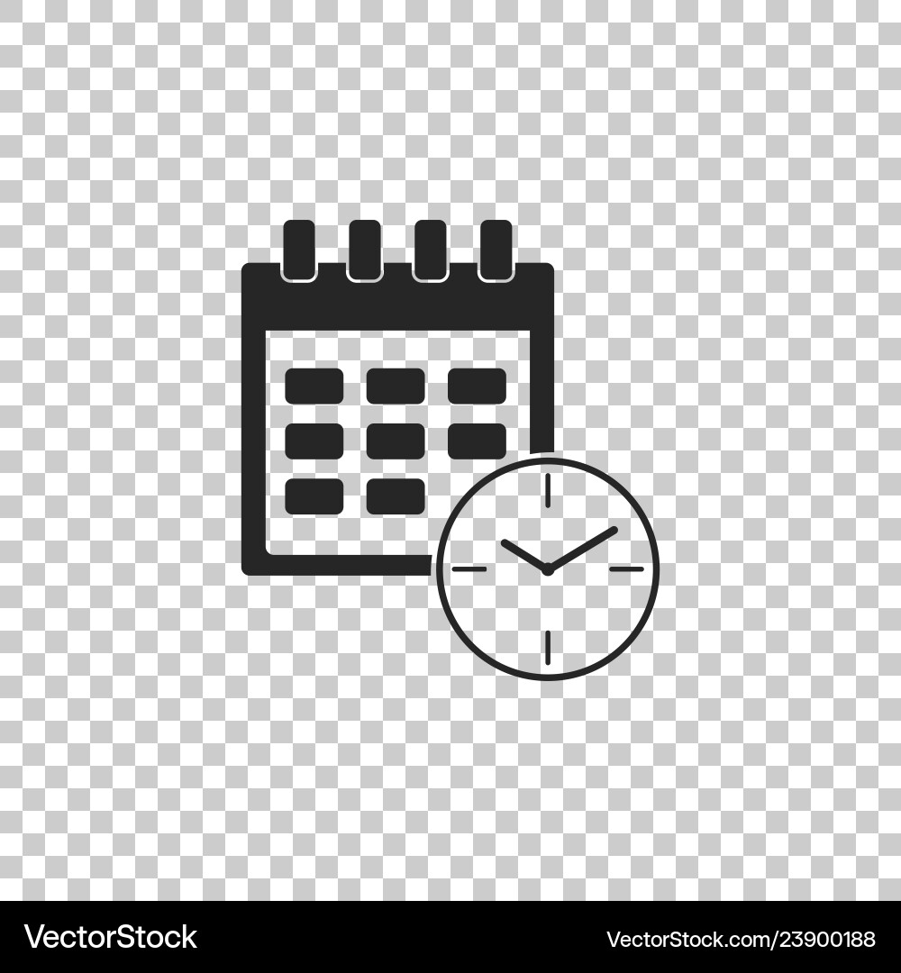 Calendar and clock icon on transparent background Vector Image