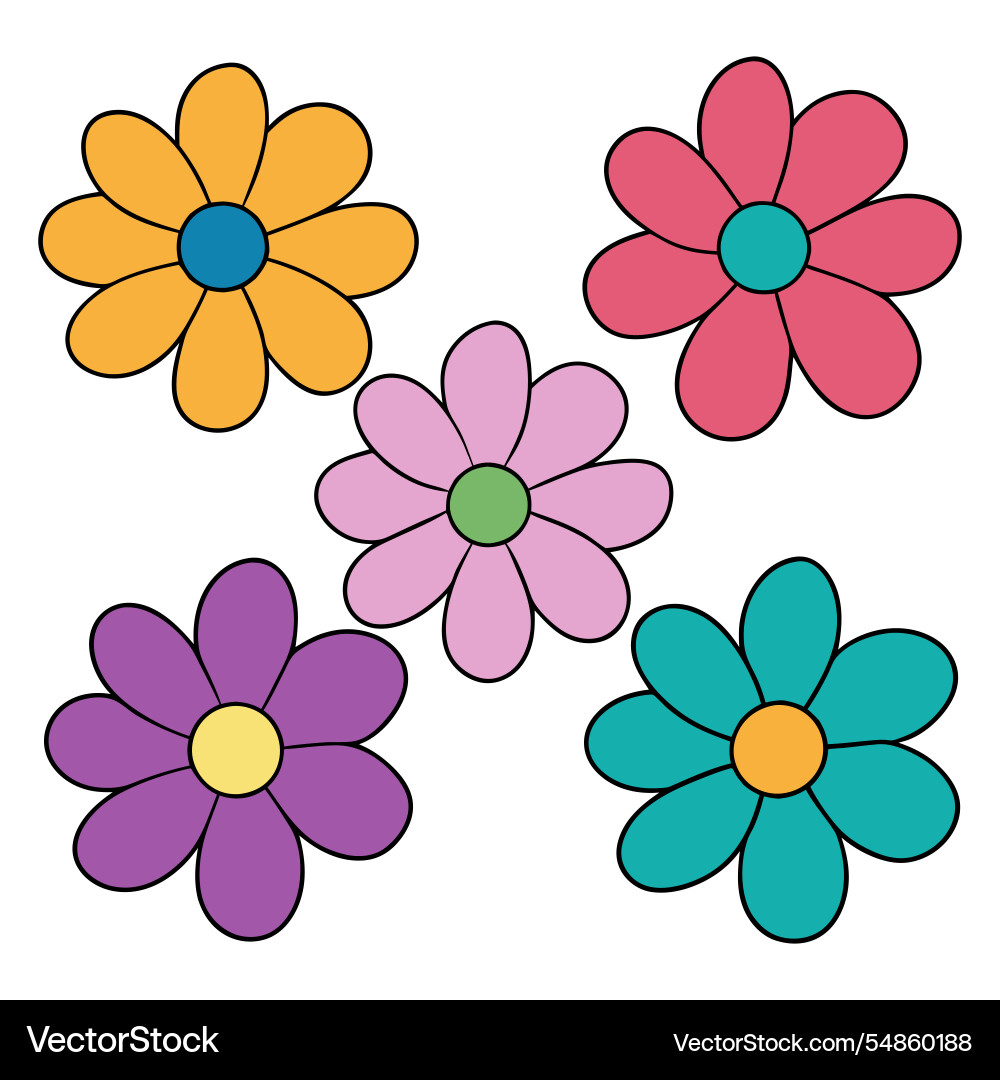 Colorful flower cluster Royalty Free Vector Image