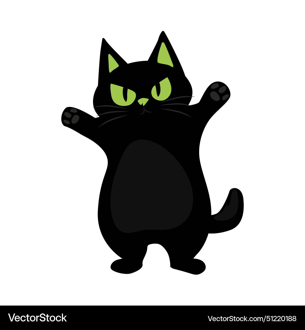 Cute happy black cat Royalty Free Vector Image