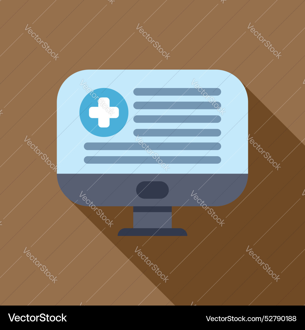 Desktop computer displaying online medical record Vector Image
